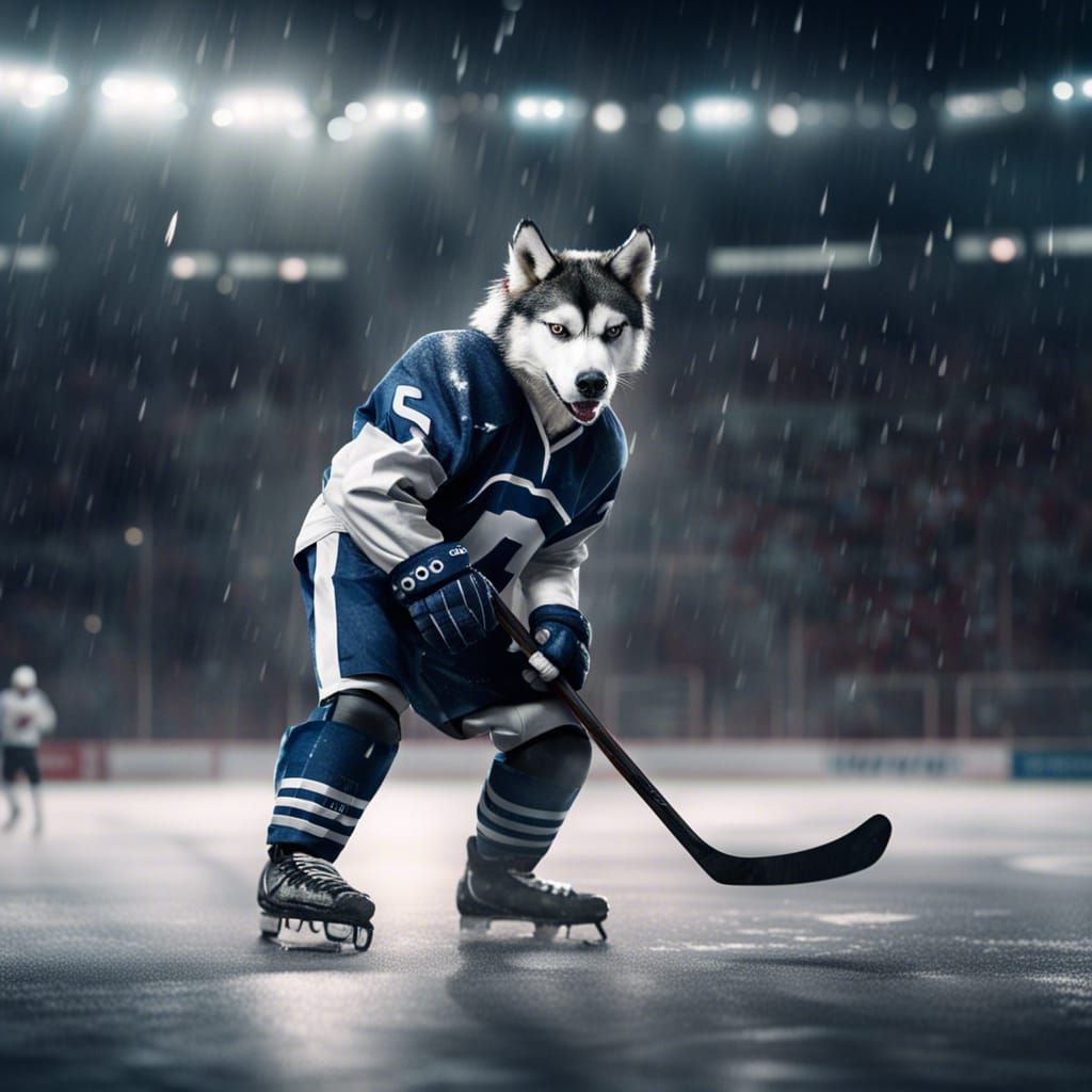 Hockey Husky - AI Generated Artwork - NightCafe Creator