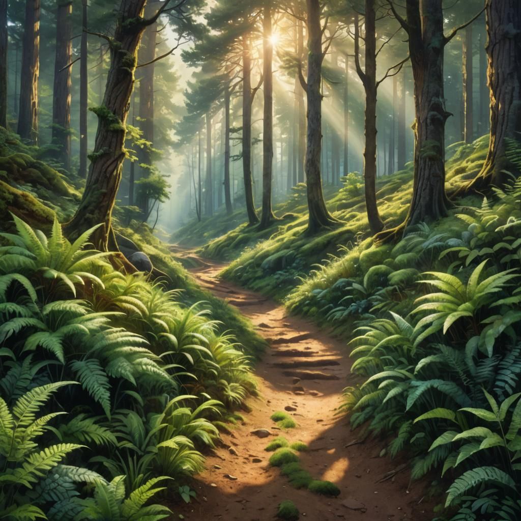Morning walk through the forest. - AI Generated Artwork - NightCafe Creator