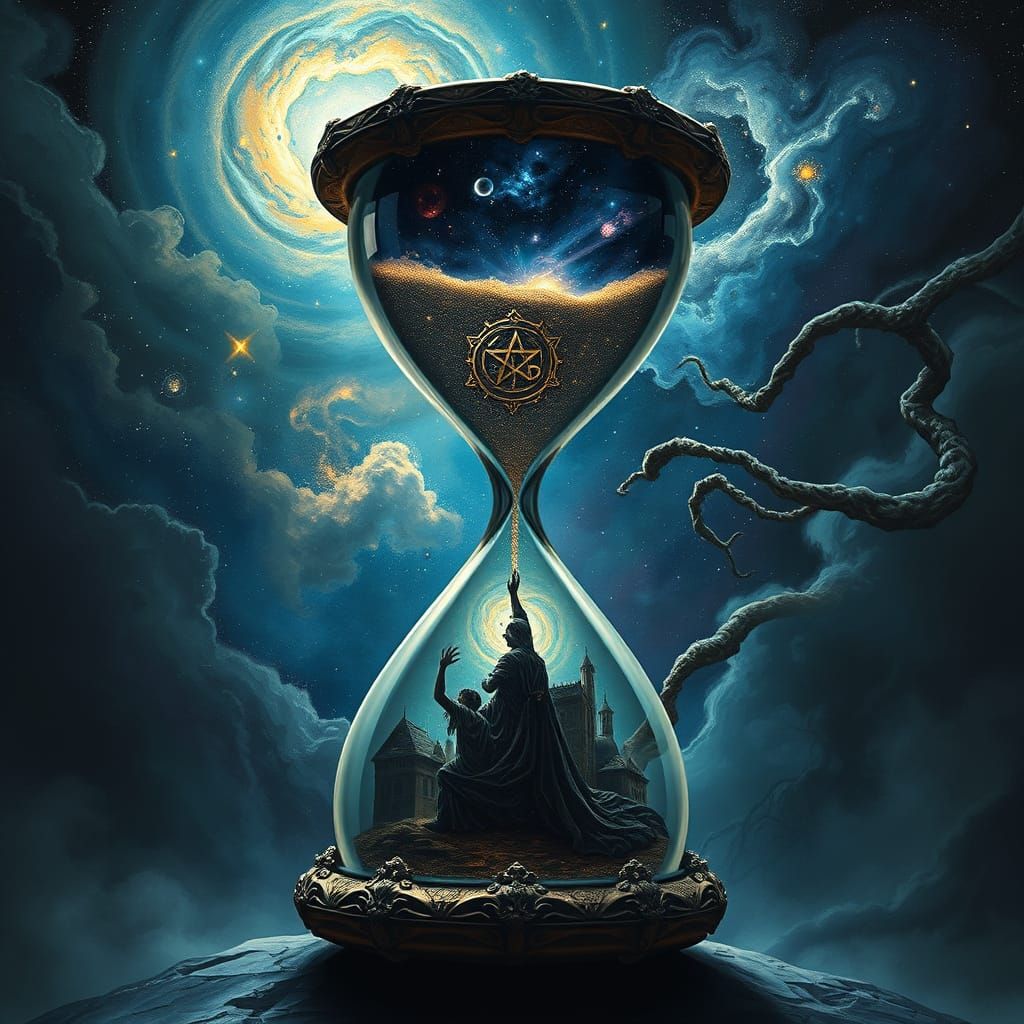 Horror hourglass - Surreal Cosmic Hourglass in Dark Gothic S...