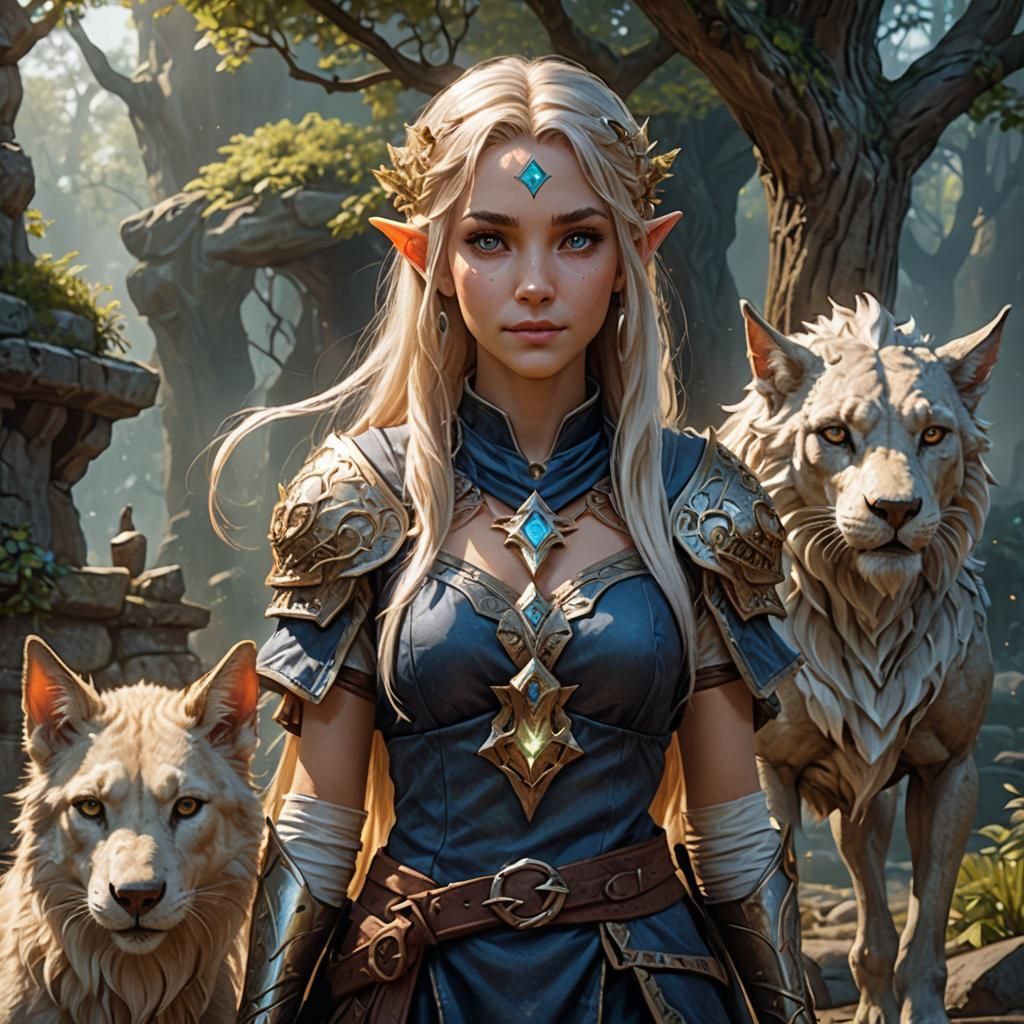 The 1/2-elf summoner and her companions - AI Generated Artwork ...