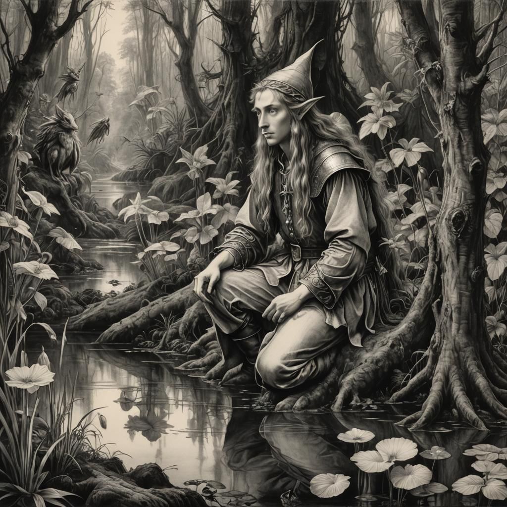 an elf in a swamp - AI Generated Artwork - NightCafe Creator