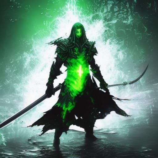 Glowing Green Swords 3 - AI Generated Artwork - NightCafe Creator