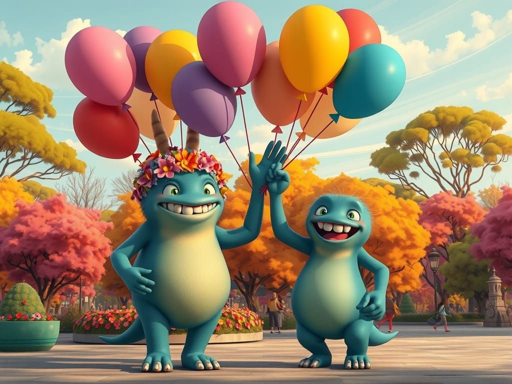 cartoonish monsters - Colorful Cartoon Monsters in a Vibrant...