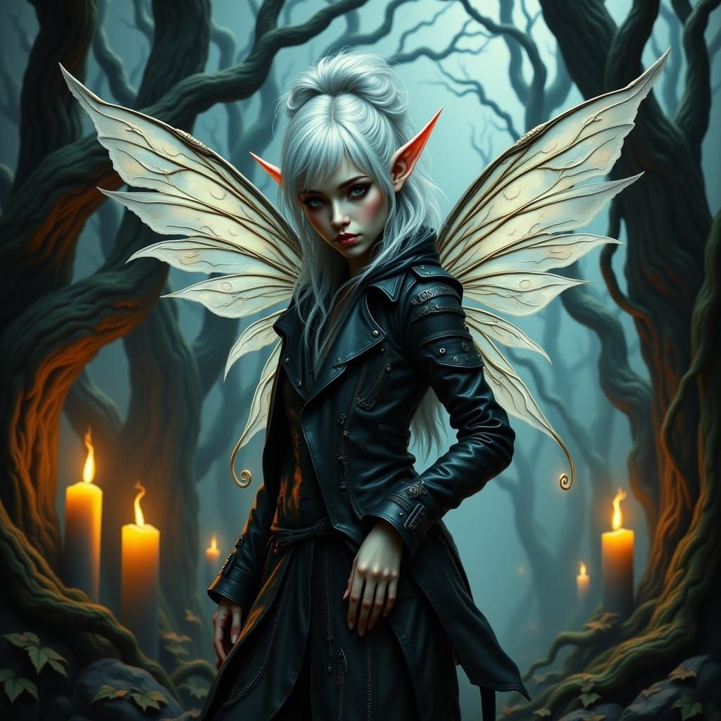 Heavy Metal Fairy in Dark, Gritty Landscape - AI Art