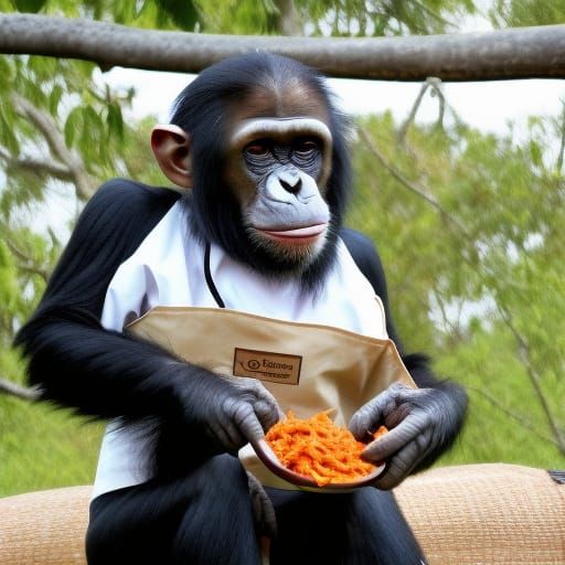 A chimpanzee chef wearing an cooking apron and chefs hat - AI Generated ...