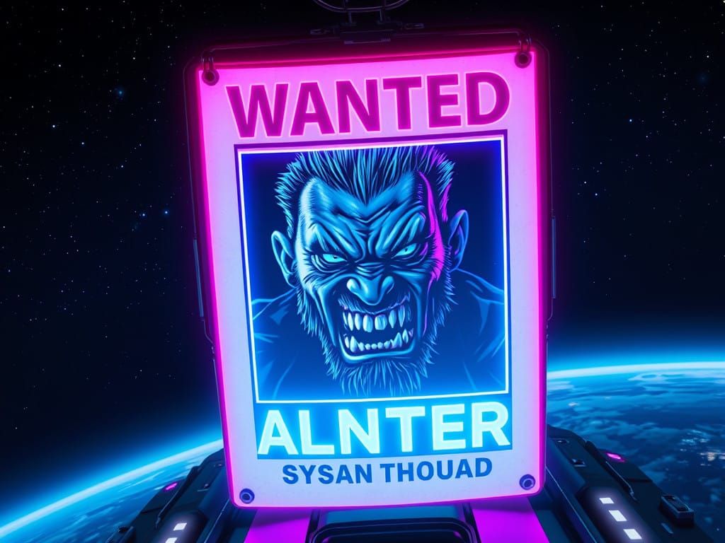 wanted - Cyberpunk Wanted Poster in Neon Hues