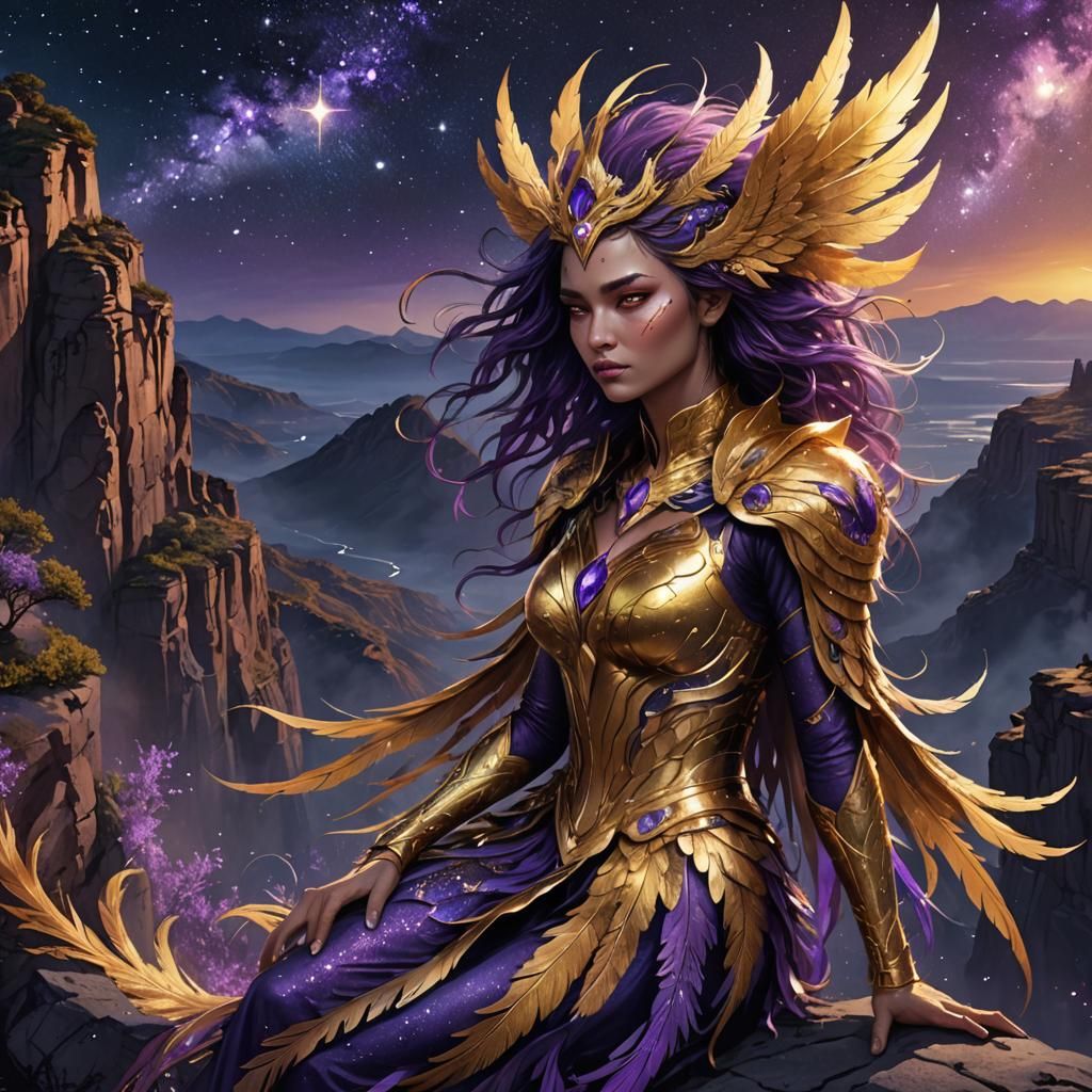 Gold & Purple Phoenix Hybrid - AI Generated Artwork - NightCafe Creator