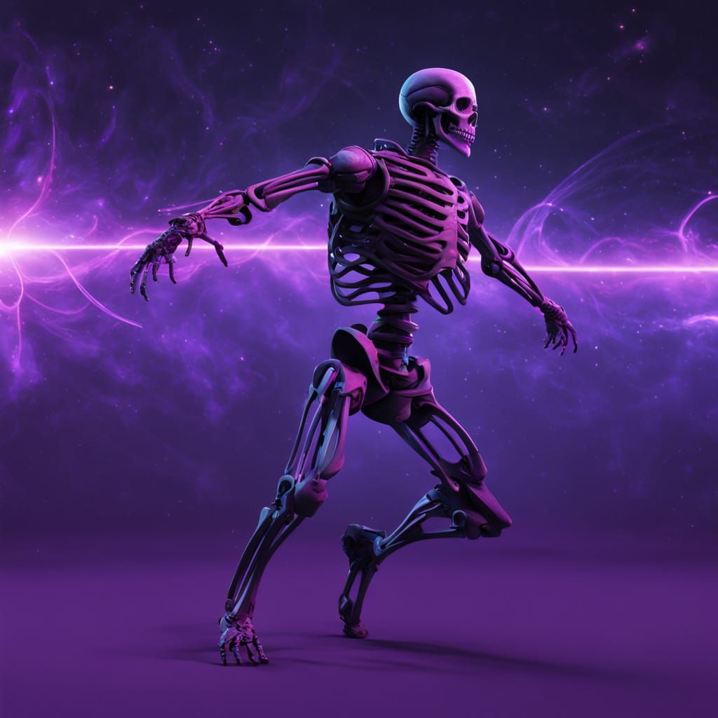Glowing Purple Skeleton in Cosmic Expanse - AI Art