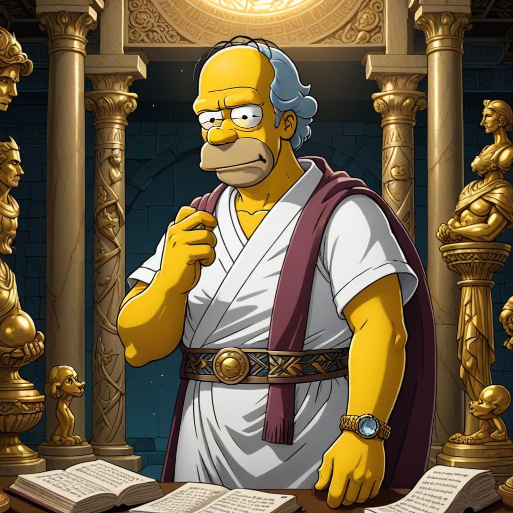 Ancient Greek Poet Homer Simpson as Anime Key Visu... - AI Art