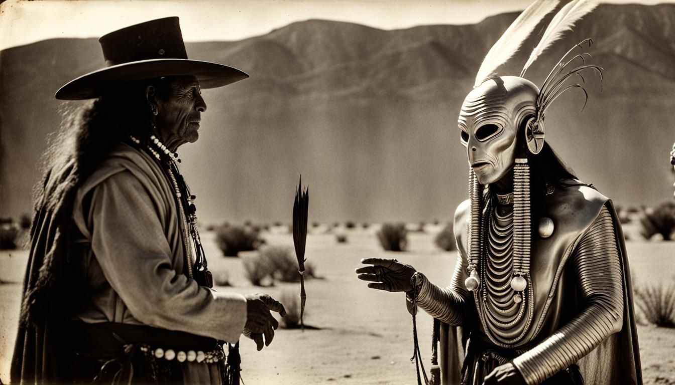 Native American Alien Friendship - AI Generated Artwork - NightCafe Creator