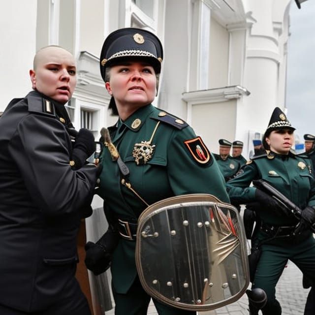 vile freaks from the Russian riot police in full uniform beat women ...