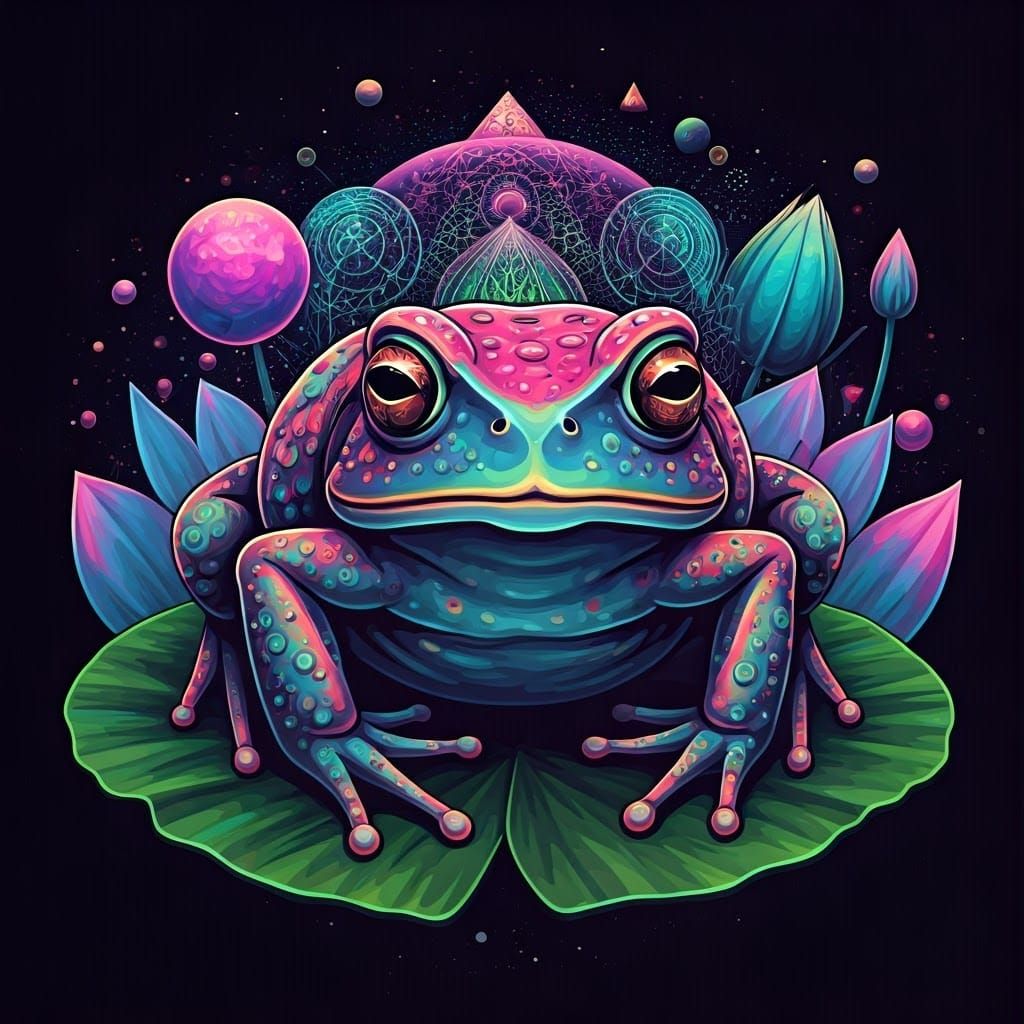 Surreal Toad in Cosmic Kaleidoscope - AI Art