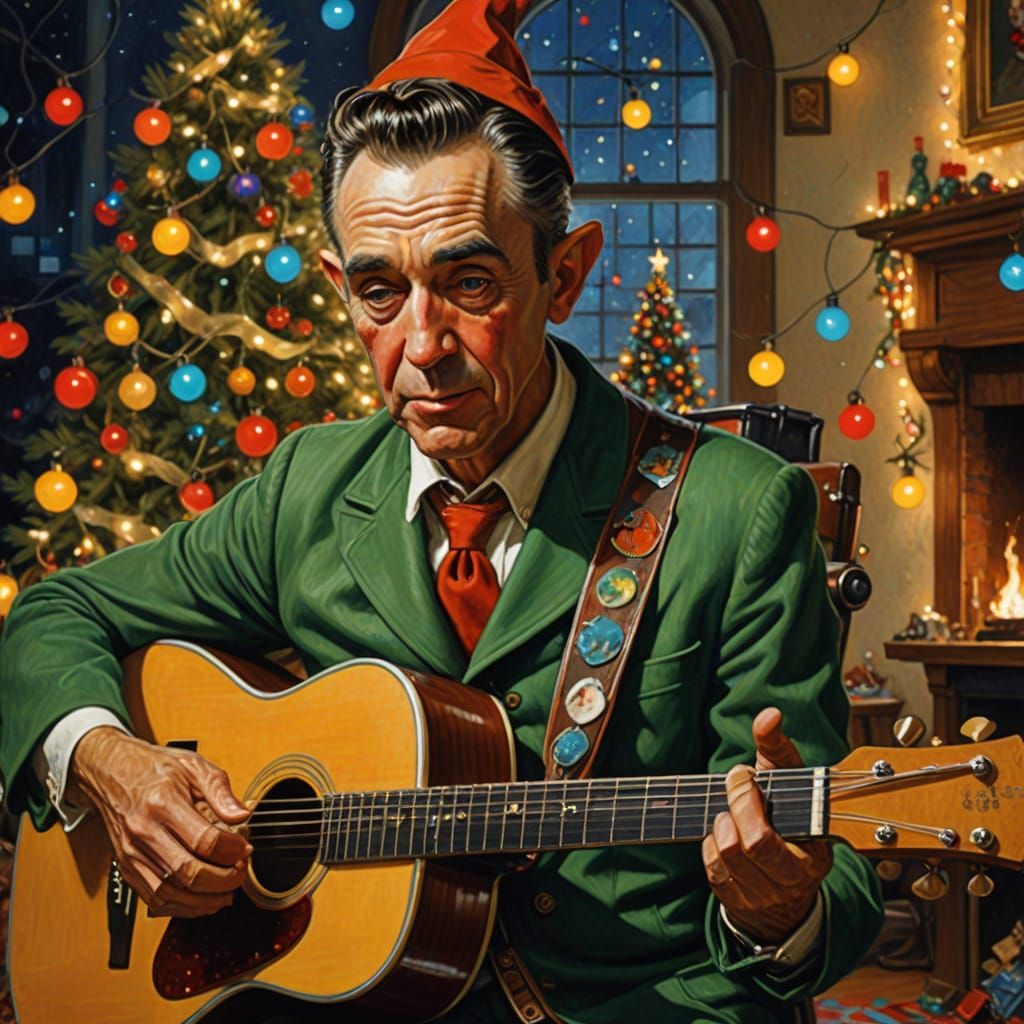 Norman Rockwell's Christmas Miracle: Elf and Elvis... - AI Art
