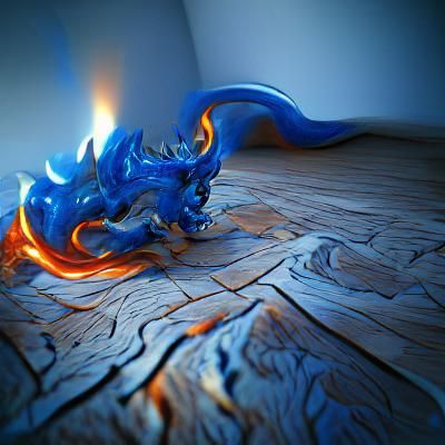 Fiery blue dragon breathing blue fire - AI Generated Artwork ...