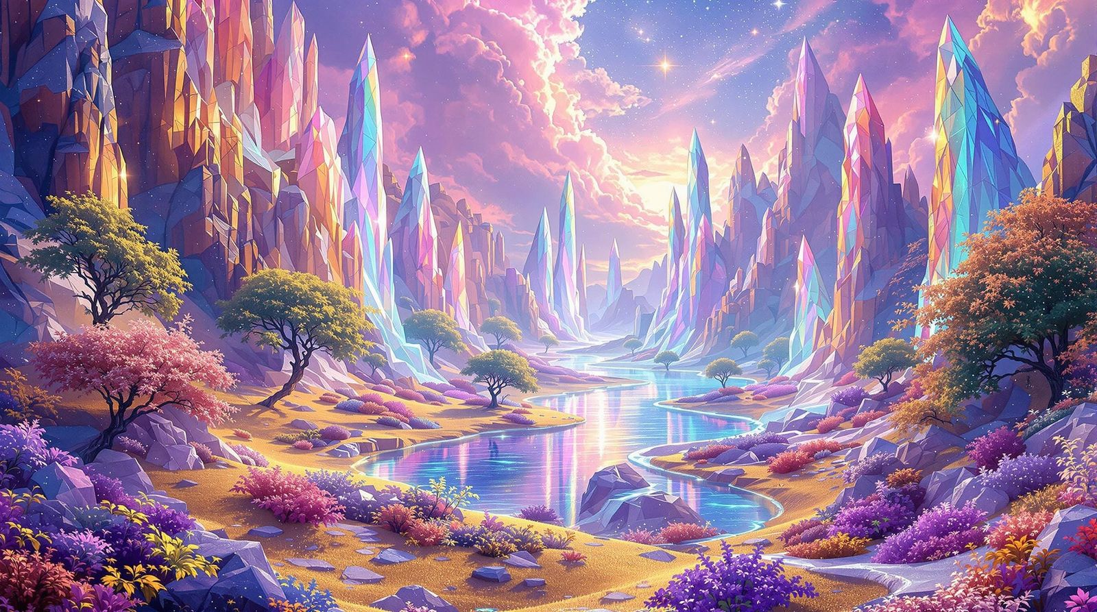 Gemscape - Surreal Gemstone Realm with Celestial Cliffs and ...