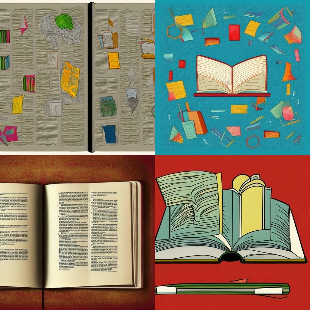 an open book with some pages visible. You can indicate the style of ...