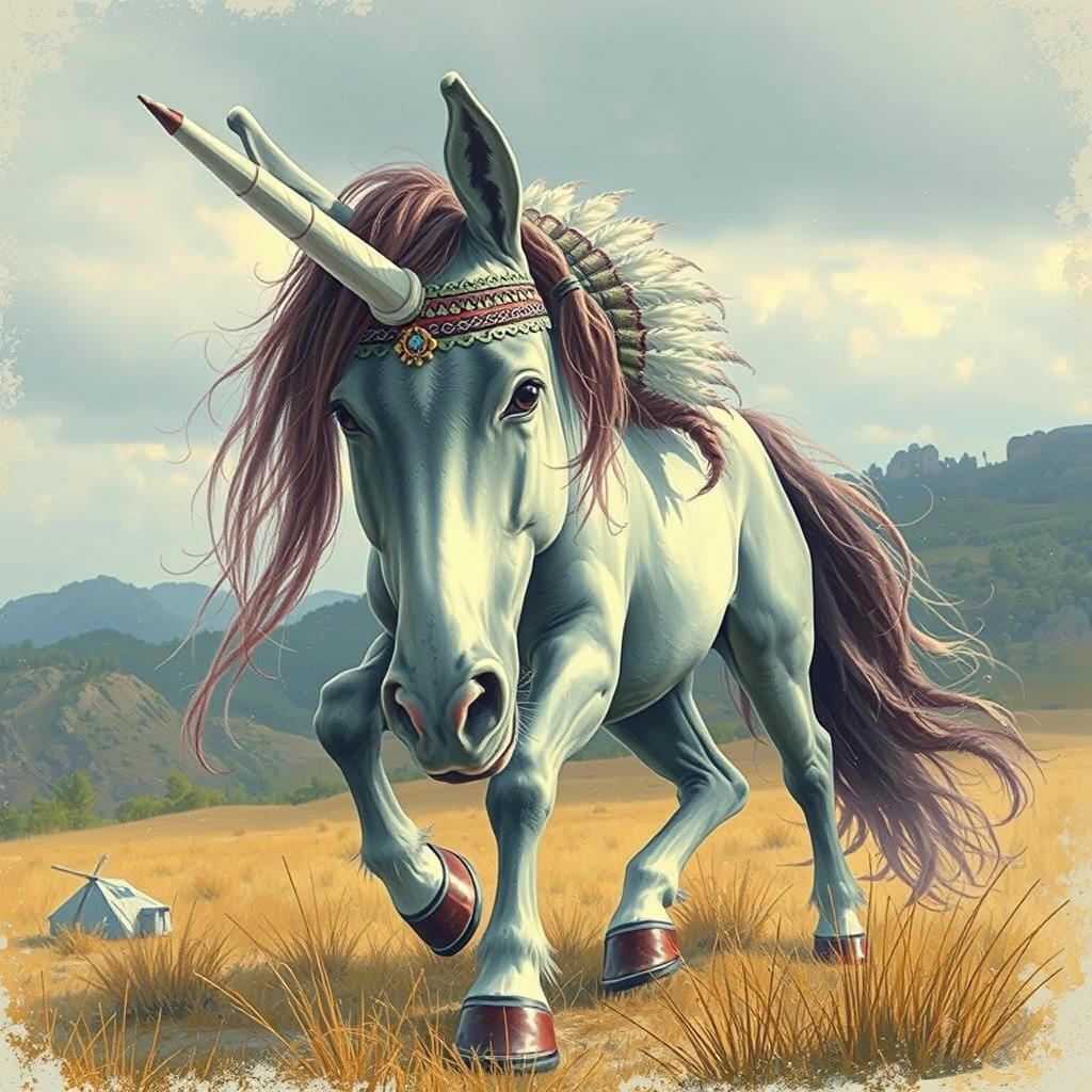 A whimsical coloured pencil sketch illustration of a tiny Clydesdale ...