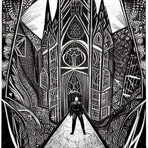 Gothic Batman in Dark Gotham Alleyway - AI Art