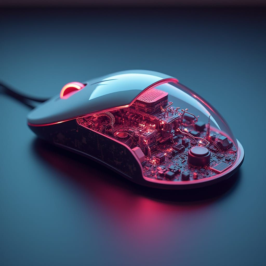 Futuristic Computer Mouse with Exposed Mechanisms - AI Art