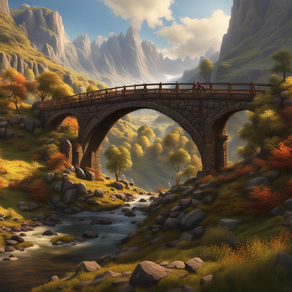 A bridge over a valley by Albert Bierstadt - AI Generated Artwork ...