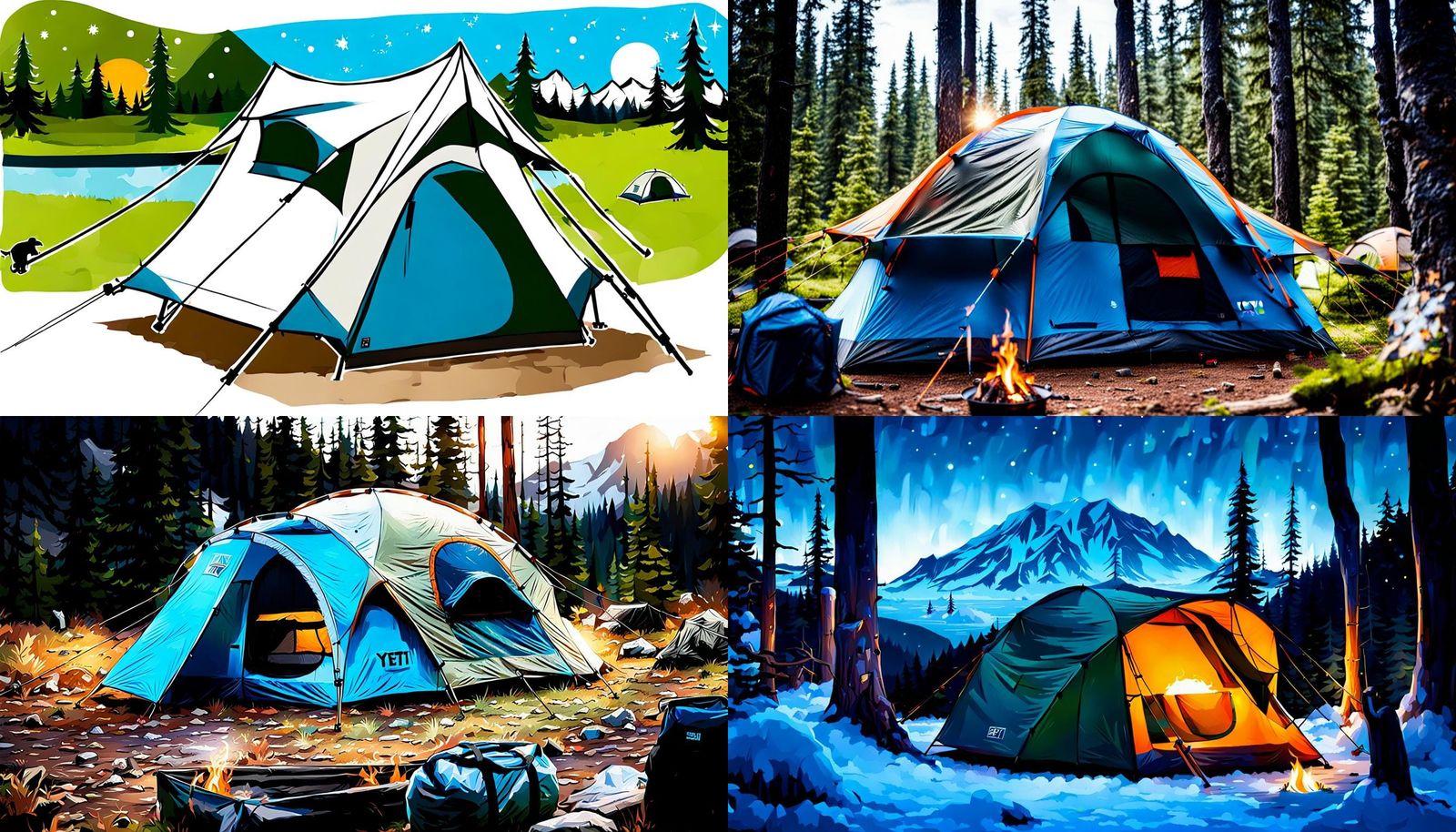 camping with a yeti , wonderous camping tent - AI Generated Artwork ...