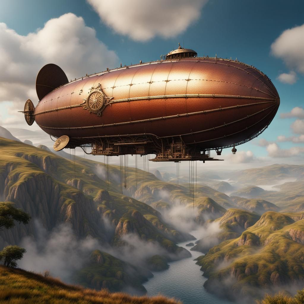 Zeppelin in Flight - AI Generated Artwork - NightCafe Creator