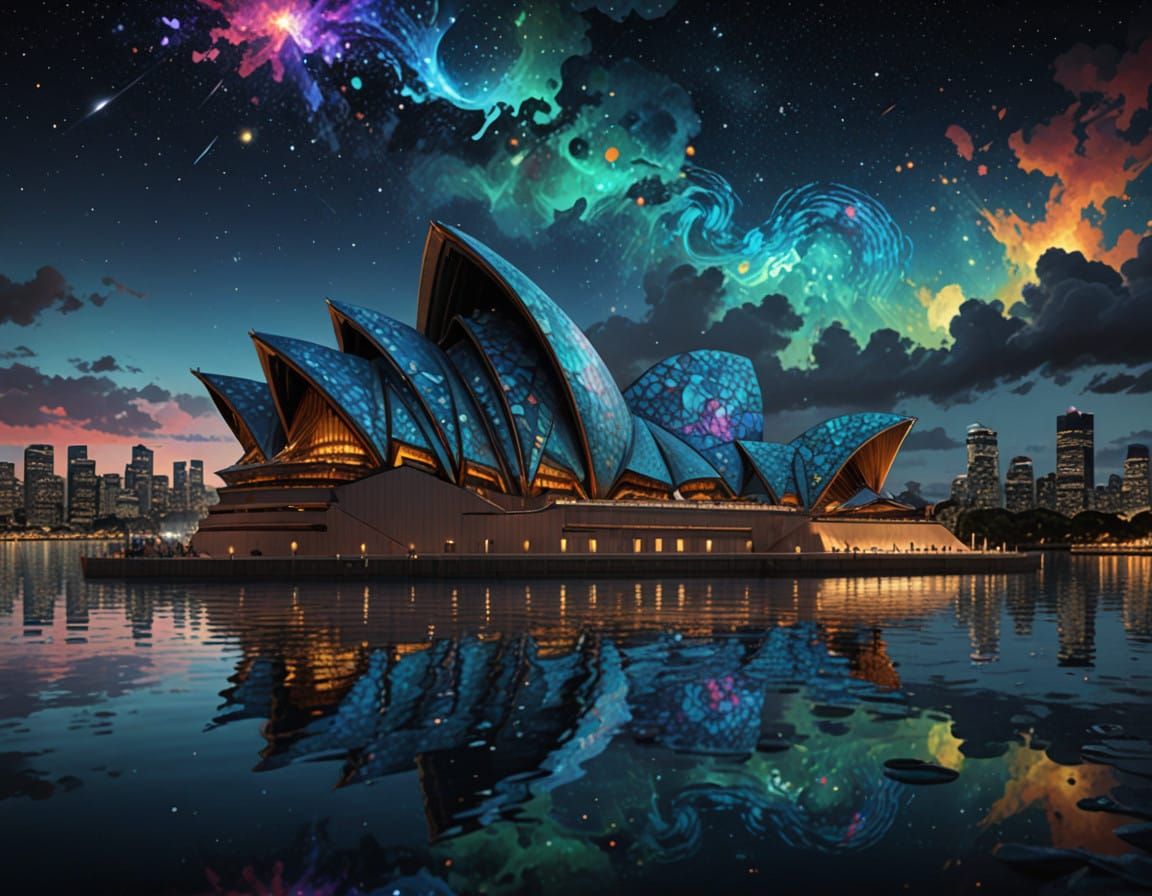 Celestial Opera House in Vibrant Colors, Inspired ... - AI Art