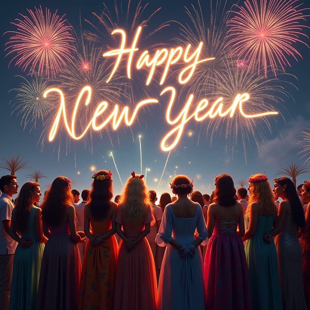 Happy new year - Dazzling New Year Celebration in Vibrant Co...