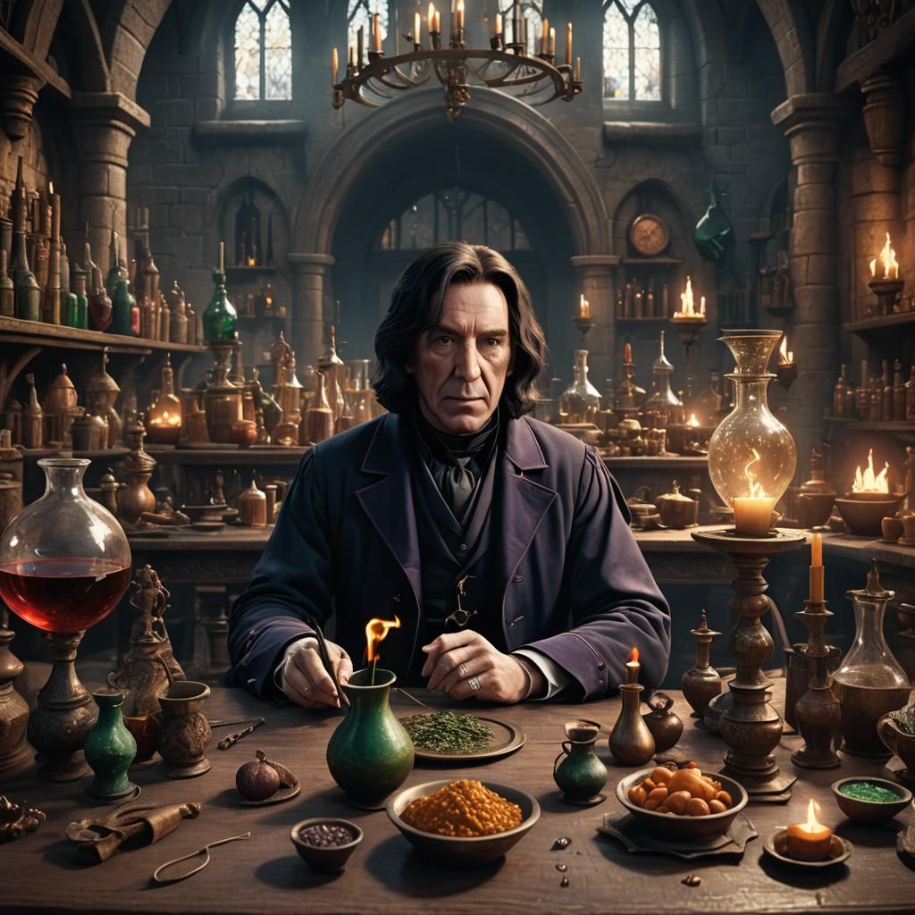Professor Snape at an alchemy table - AI Generated Artwork - NightCafe ...