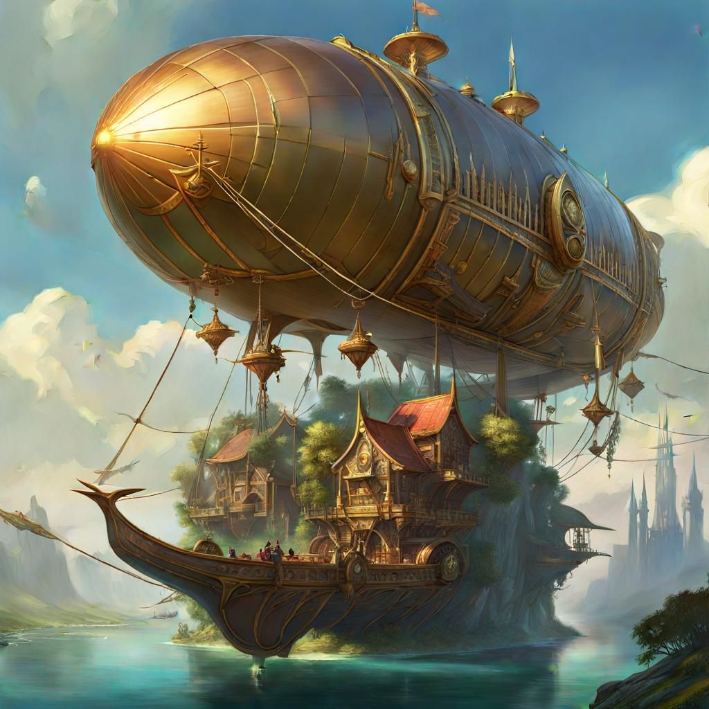 Airship Docking - AI Generated Artwork - NightCafe Creator