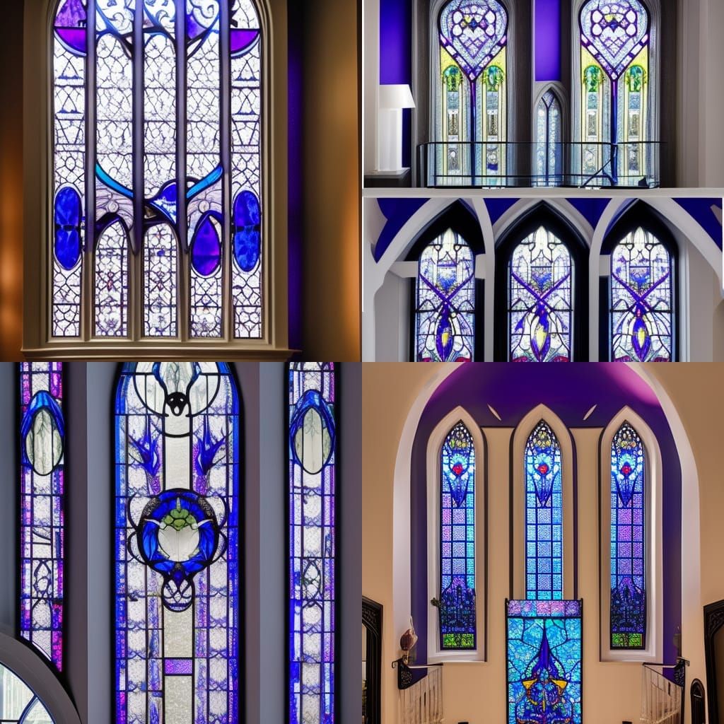 Ethereal Gothic stain glass penthouse with Cobalt blue walls with ...