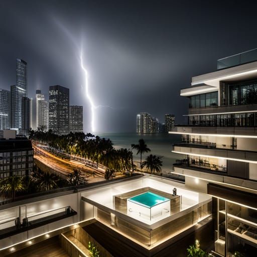 view of a storm on the beach from the top floor of a high rise hotel in ...