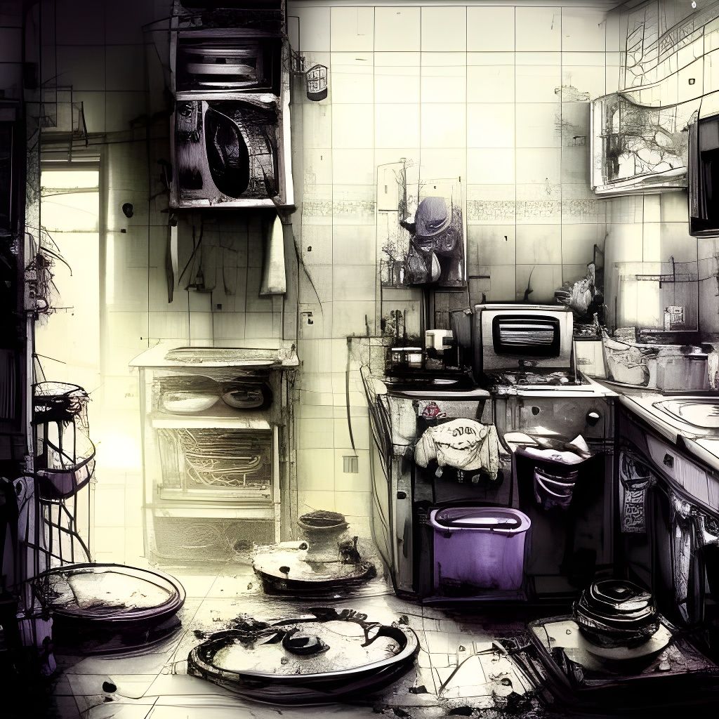 Dirty kitchen - variation B - AI Generated Artwork - NightCafe Creator