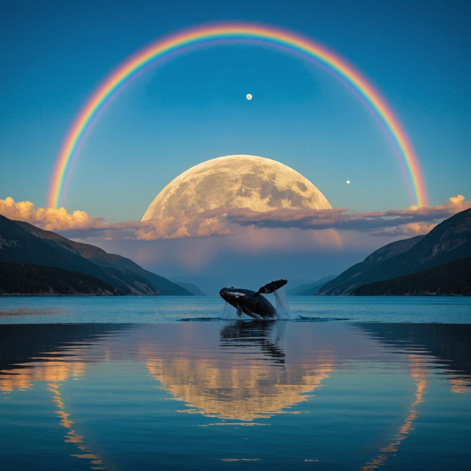 water, whale, rainbow, reflection , infinity, top of the world ...