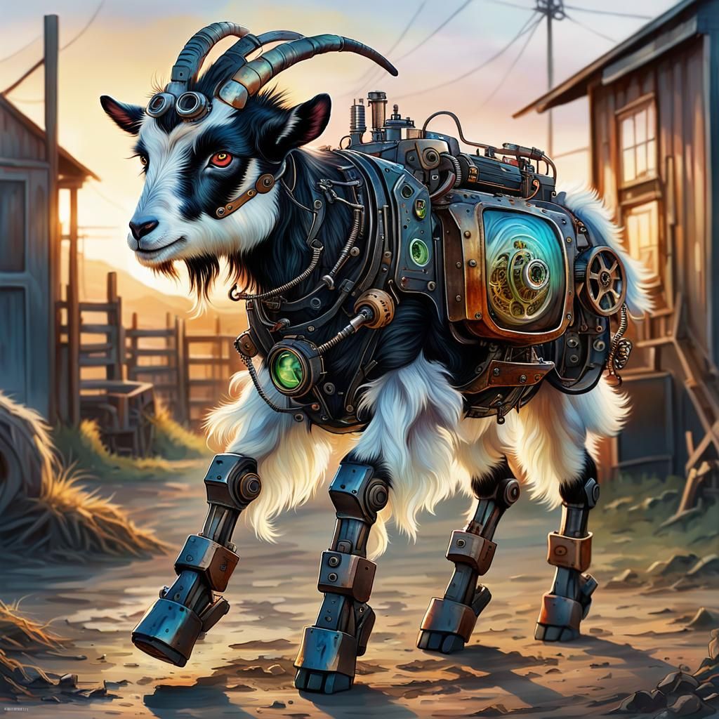 Cyborg Pygmy Goat Power - AI Generated Artwork - NightCafe Creator