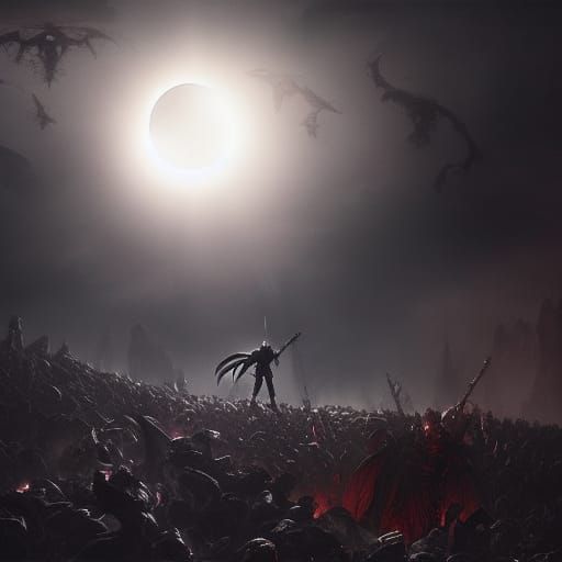 Guts from Berserk fighting apostles during the Eclipse - AI Generated ...