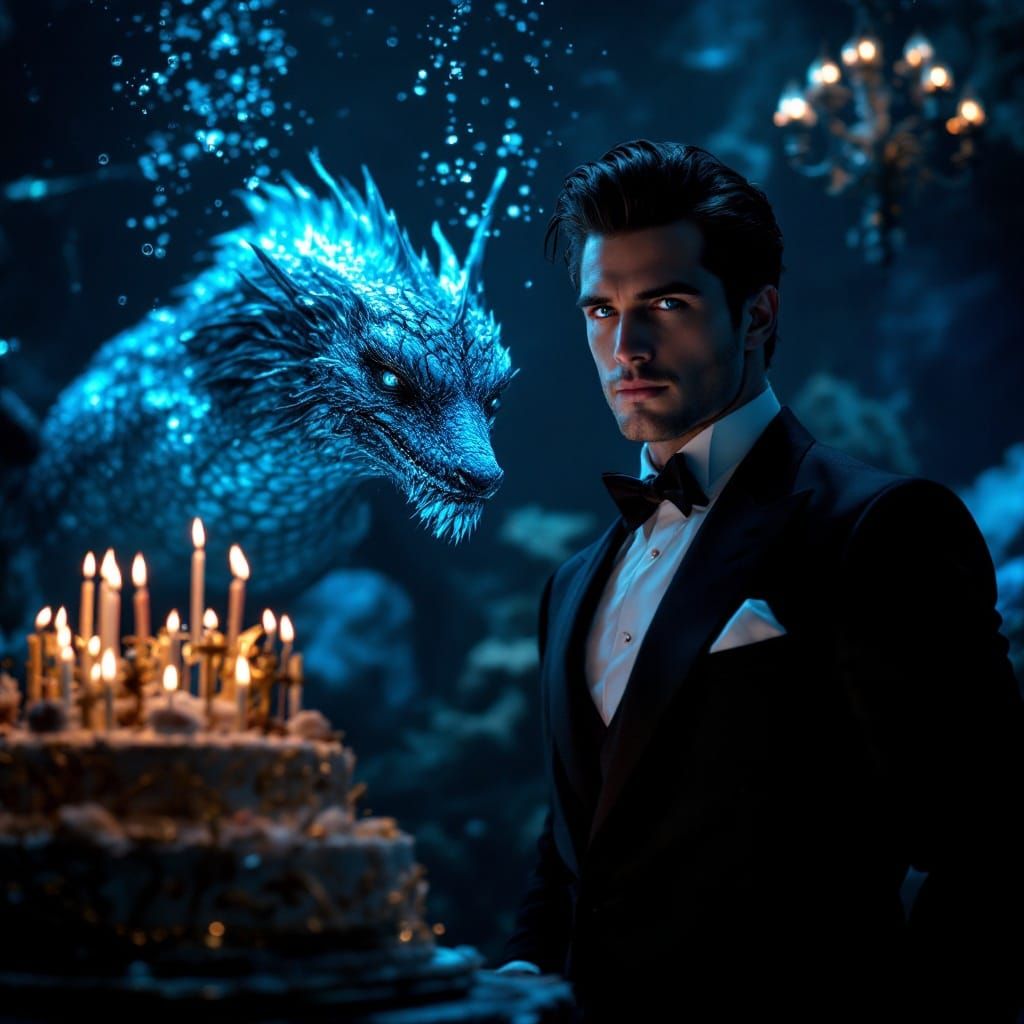 Birthday Merman Encounter in Futuristic Underwater... - AI Art