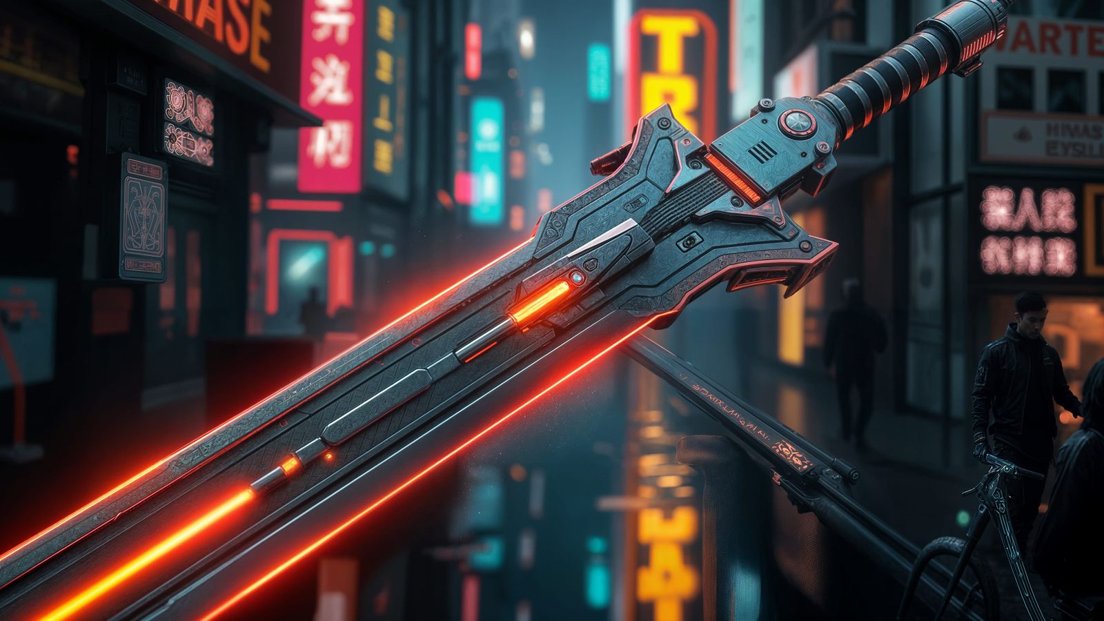 Cyberpunk Masterpiece: Futuristic Sword in Neon-Li... - AI Art