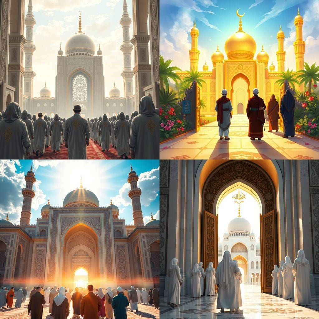 Islamic Paradise Entrance Scene - AI Art