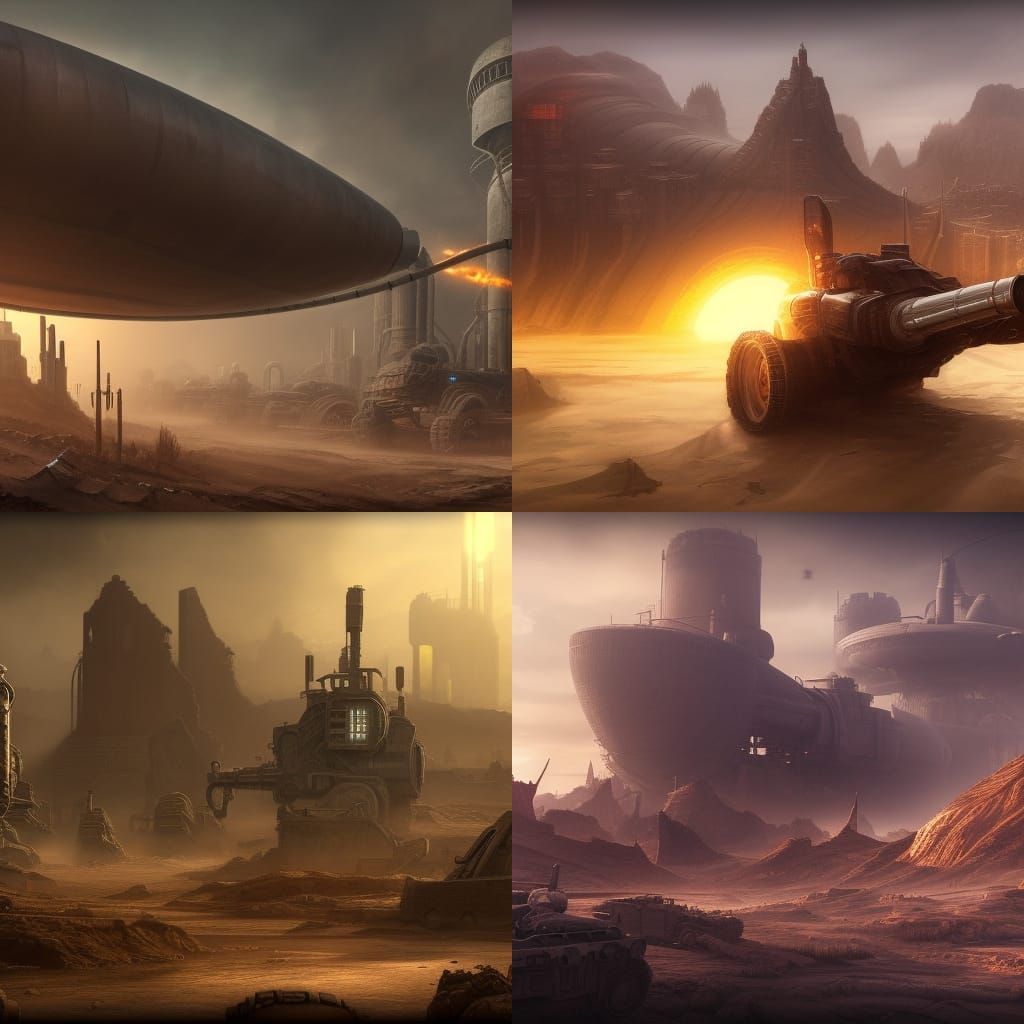 Blown up tank in dystopian landscape - AI Generated Artwork - NightCafe ...