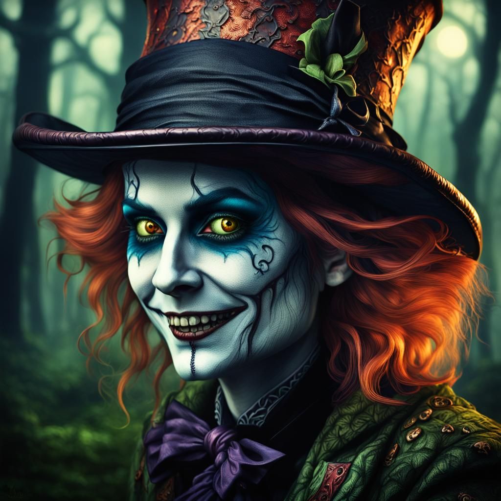 Photorealistic portrait of a evil female Mad Hatter. - AI Generated ...