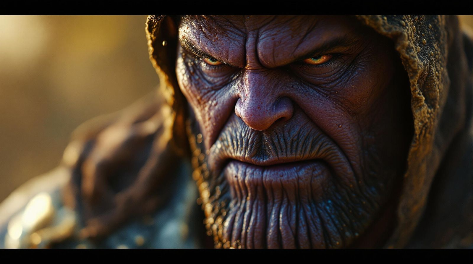 Gritty Thanos Portrait with Worn Dew Rag and Water... - AI Art