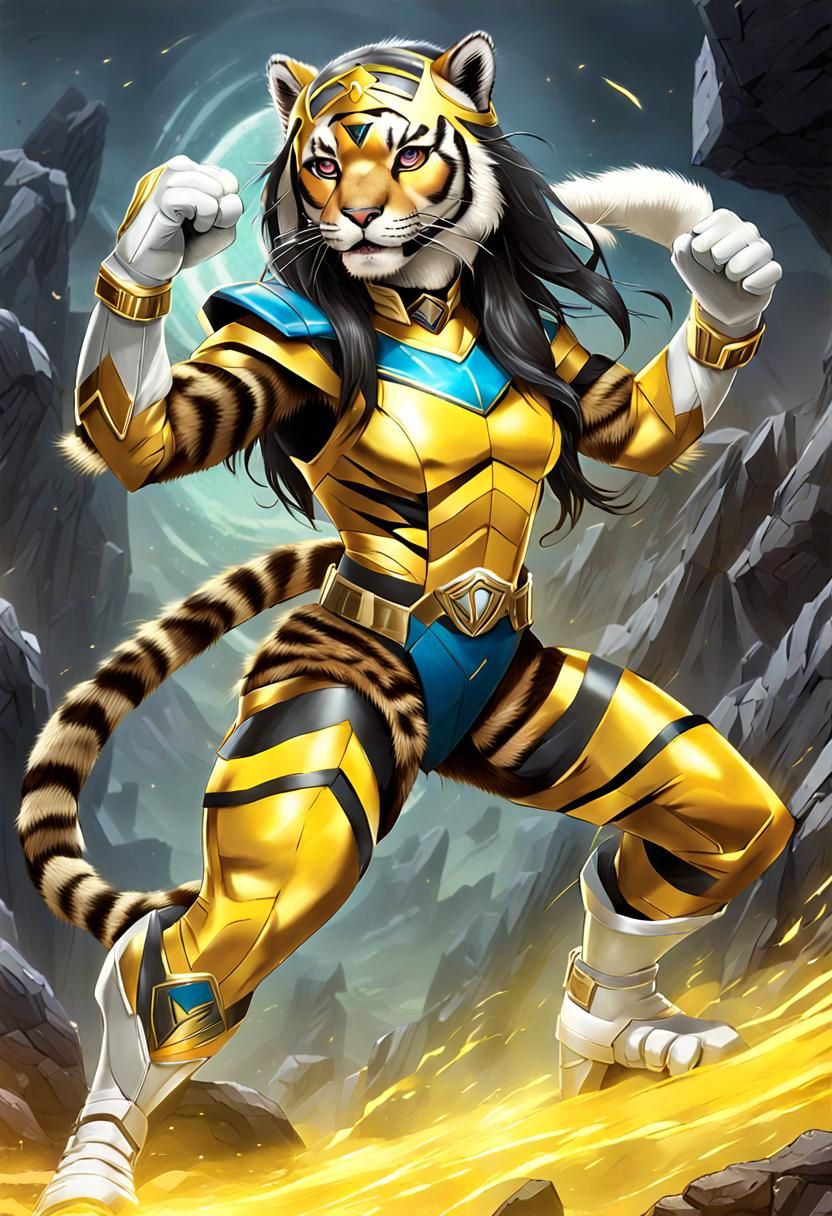 a (female anthro sabertooth tiger: 1.9) with (yellow headband: 1.6 ...