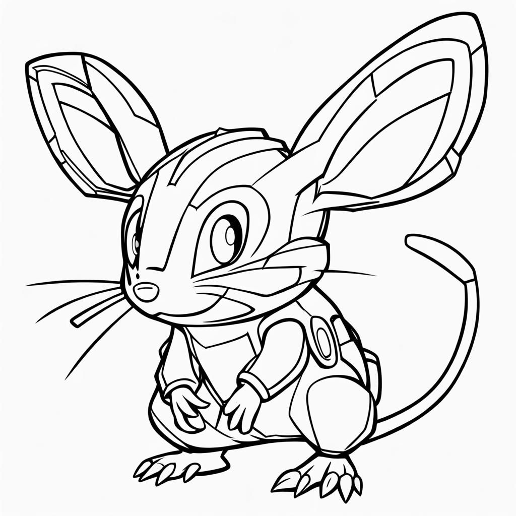 pokemon based on a mouse, type fire and electric, coloring sheet - AI ...