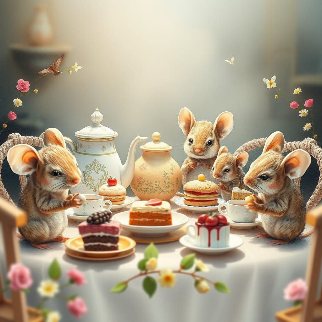 Little mice Tea Party. - Whimsical Beatrix Potter-Inspired ...