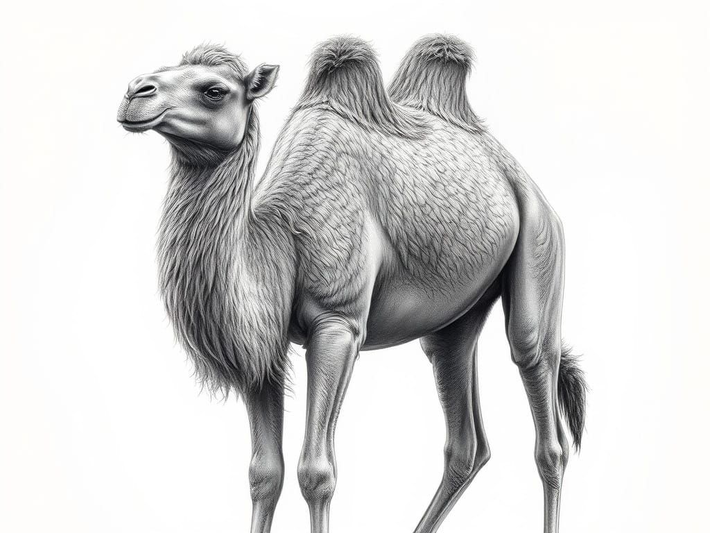 Detailed Camel Portrait in Charcoal and Pencil Dra... - AI Art
