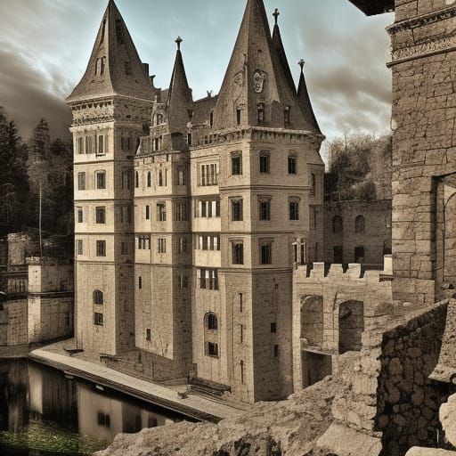 castle engraved by Roman Butin 1 - AI Generated Artwork - NightCafe Creator