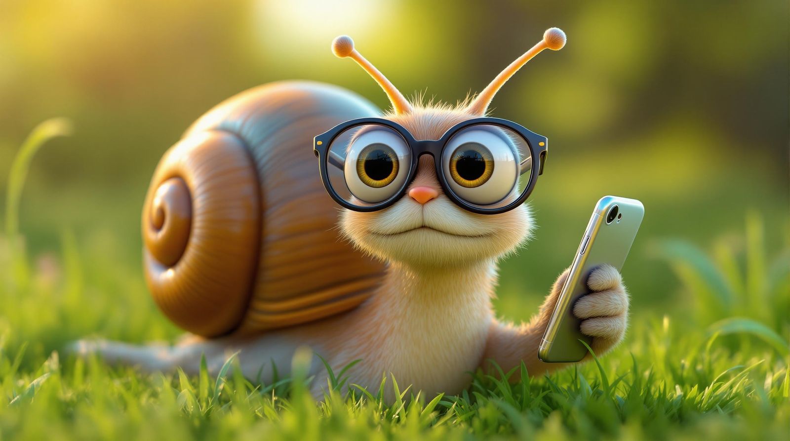 Snailphone - Surreal CGI Snail Uses iPhone in Lush Green Sce...