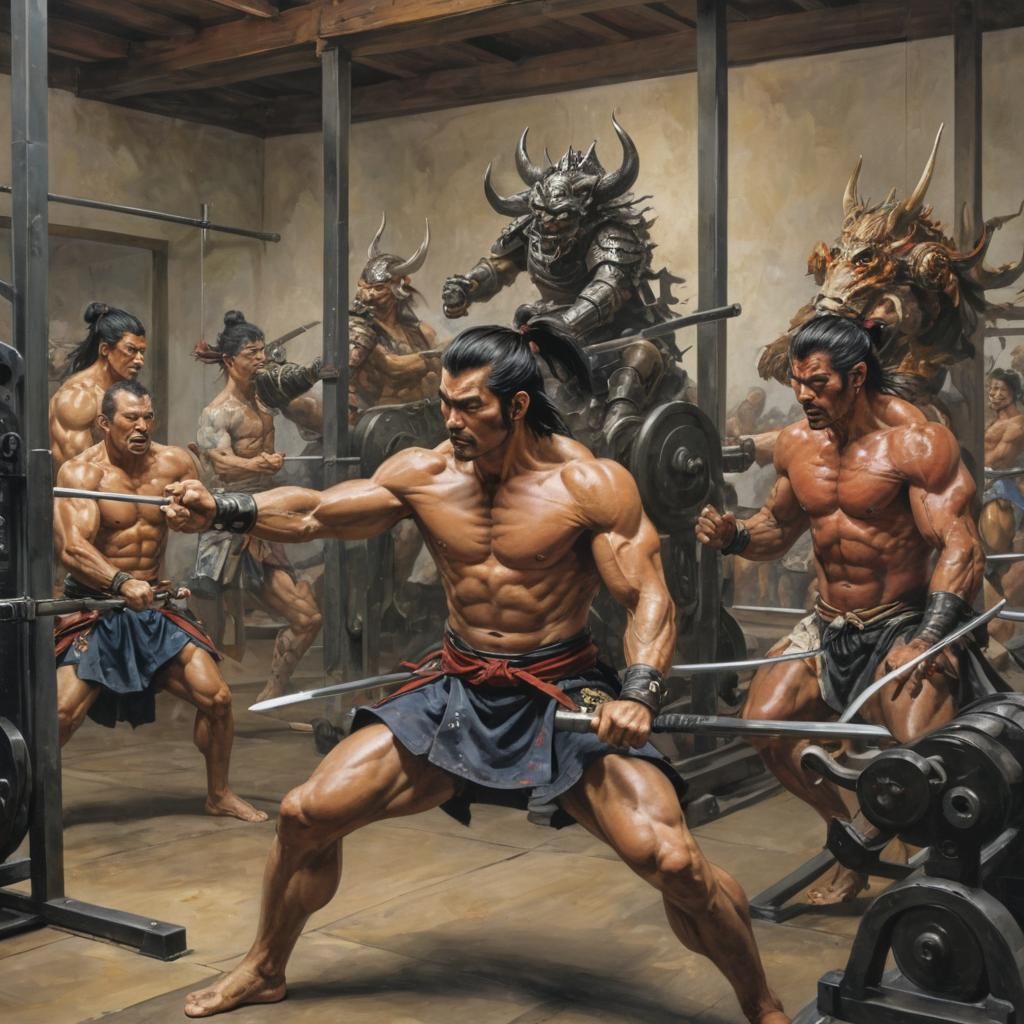 Art by Yoshitaka Amano and Frank Frazetta, traditional samurai warriors ...