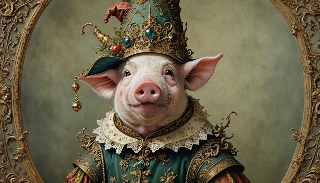 Portrait of a jester pig - AI Generated Artwork - NightCafe Creator